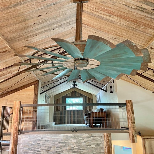 Barn Metal Windmill Ceiling Fan the Patriot Fan - Etsy