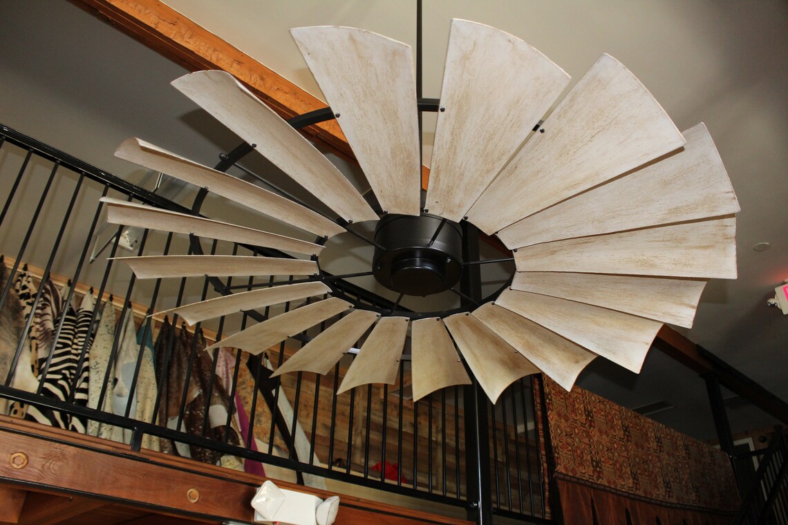 Weathered Antique White Finish Windmill Ceiling Fan the | Etsy