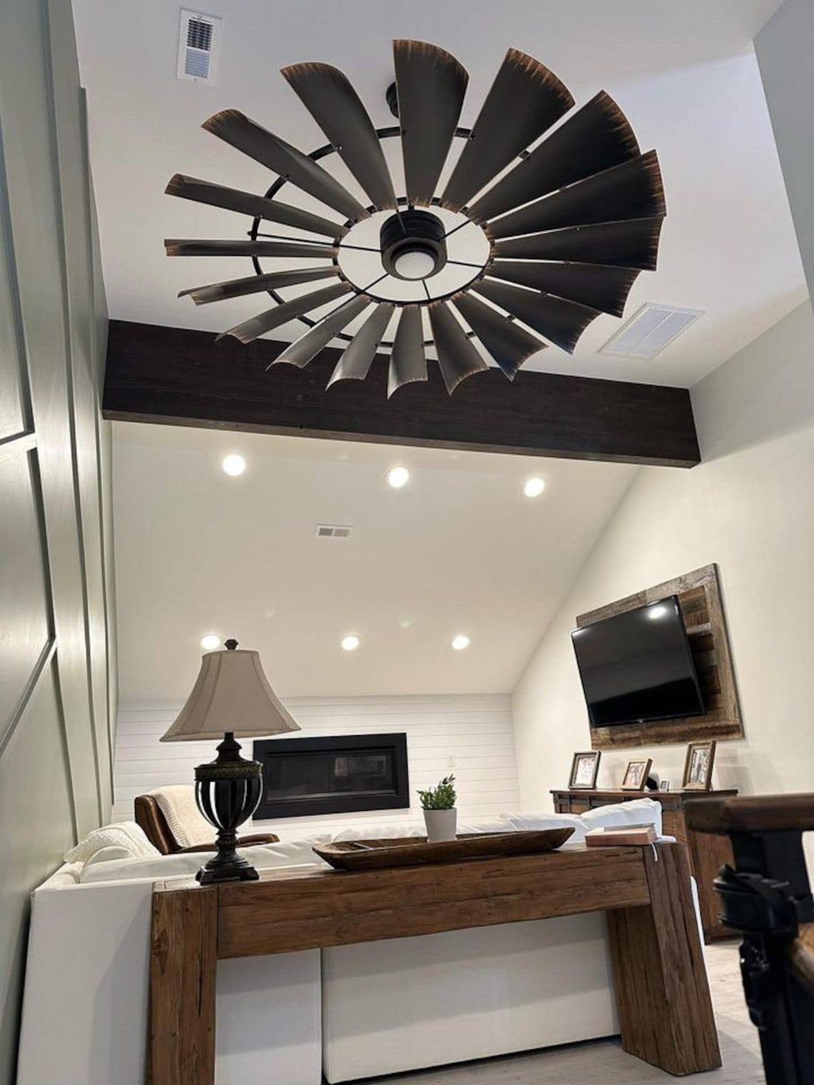 Charred Whiskey Barrel Windmill Ceiling Fan the Patriot Fan - Etsy