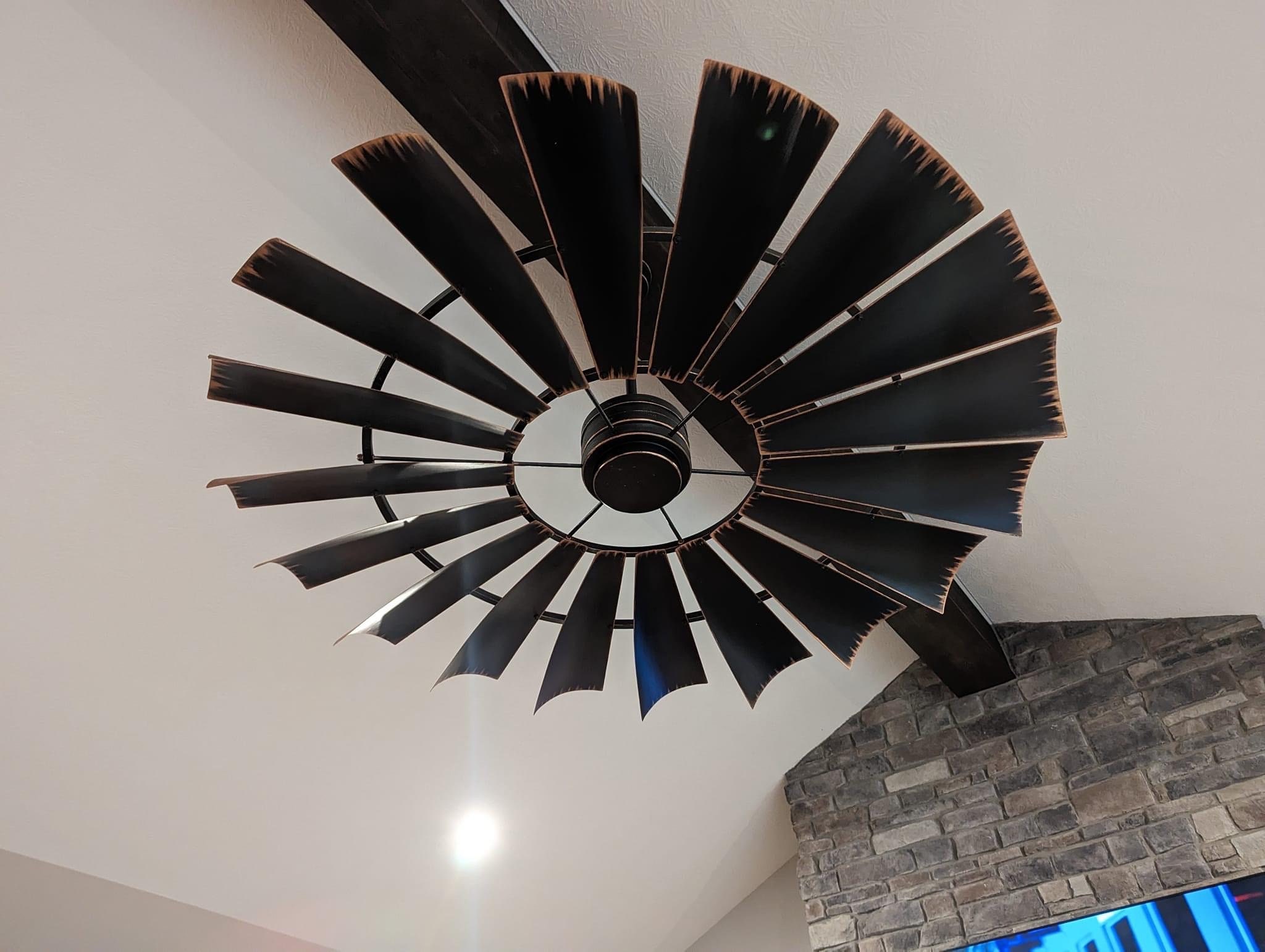 Charred Whiskey Barrel Windmill Ceiling Fan the Patriot Fan - Etsy