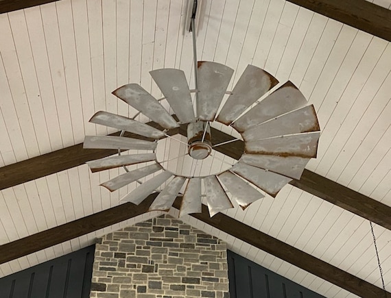 Barn Metal Windmill Ceiling Fan the Patriot Fan - Etsy