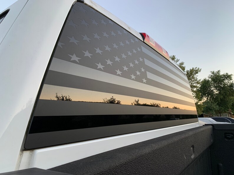 American Flag Rear Window Decal Flat Black CUT TO FIT | Etsy
