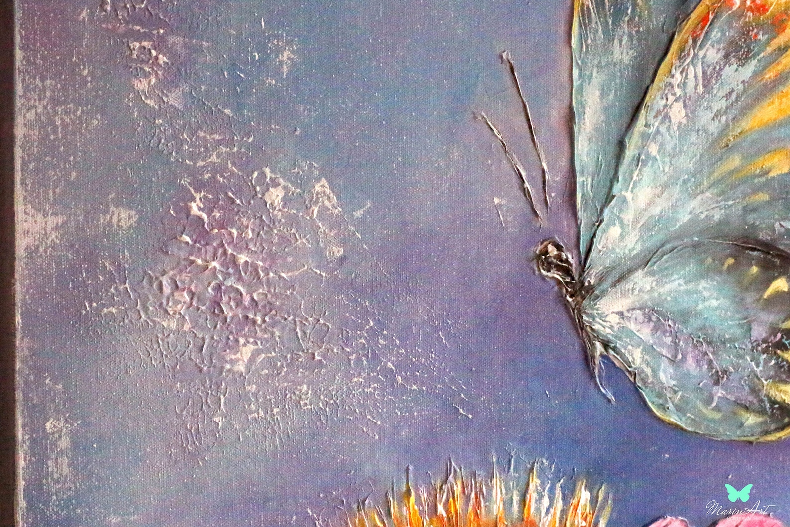 Texture Flowers Art Texture Butterfly Art Nursery Wall Art | Etsy