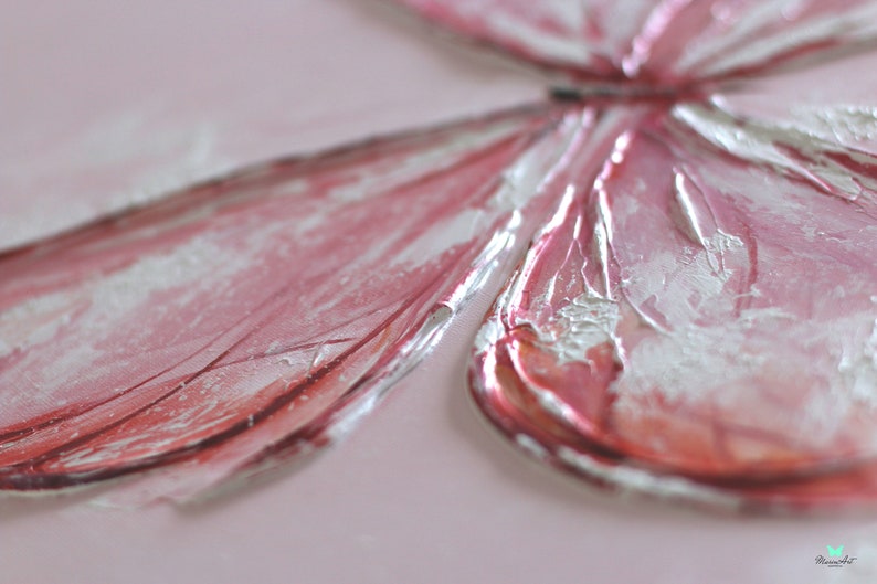 Texture Pink Butterfly Painting Custom Butterfly Art - Etsy