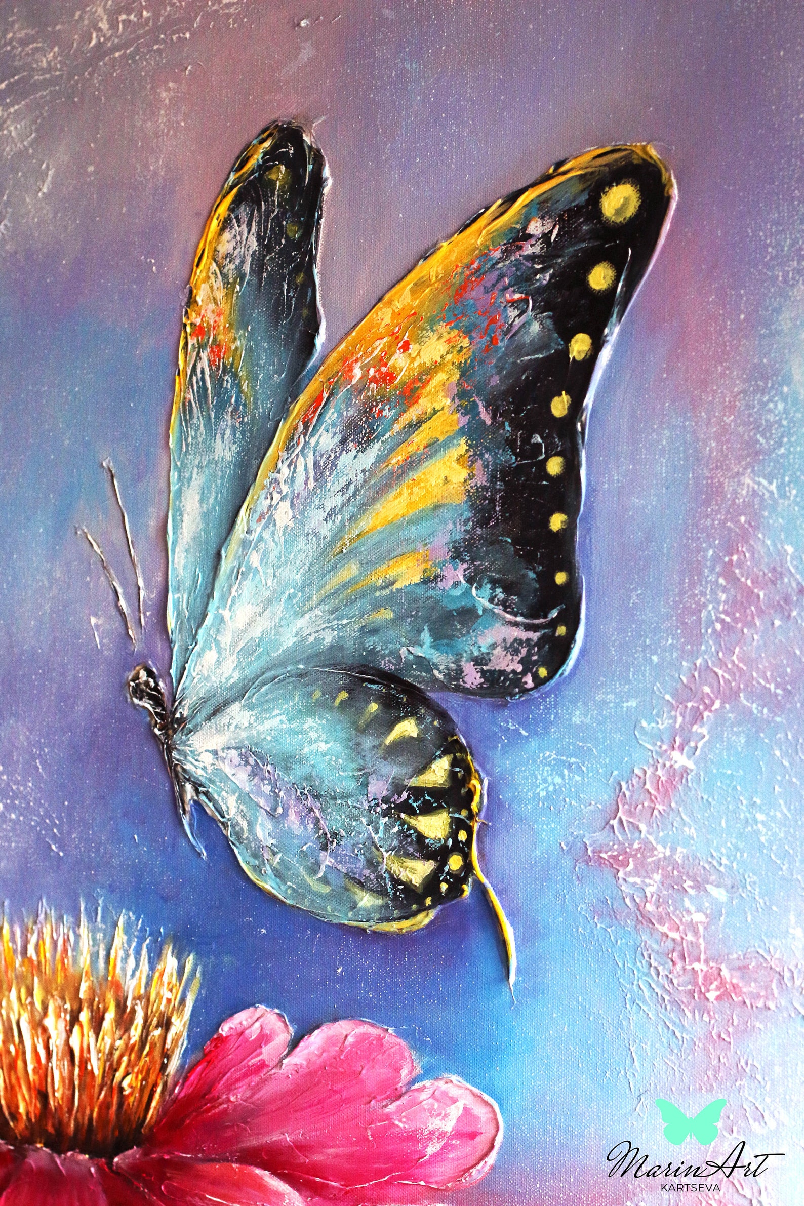 Texture Flowers Art, Texture Butterfly Art, Nursery Wall Art, Butterfly ...