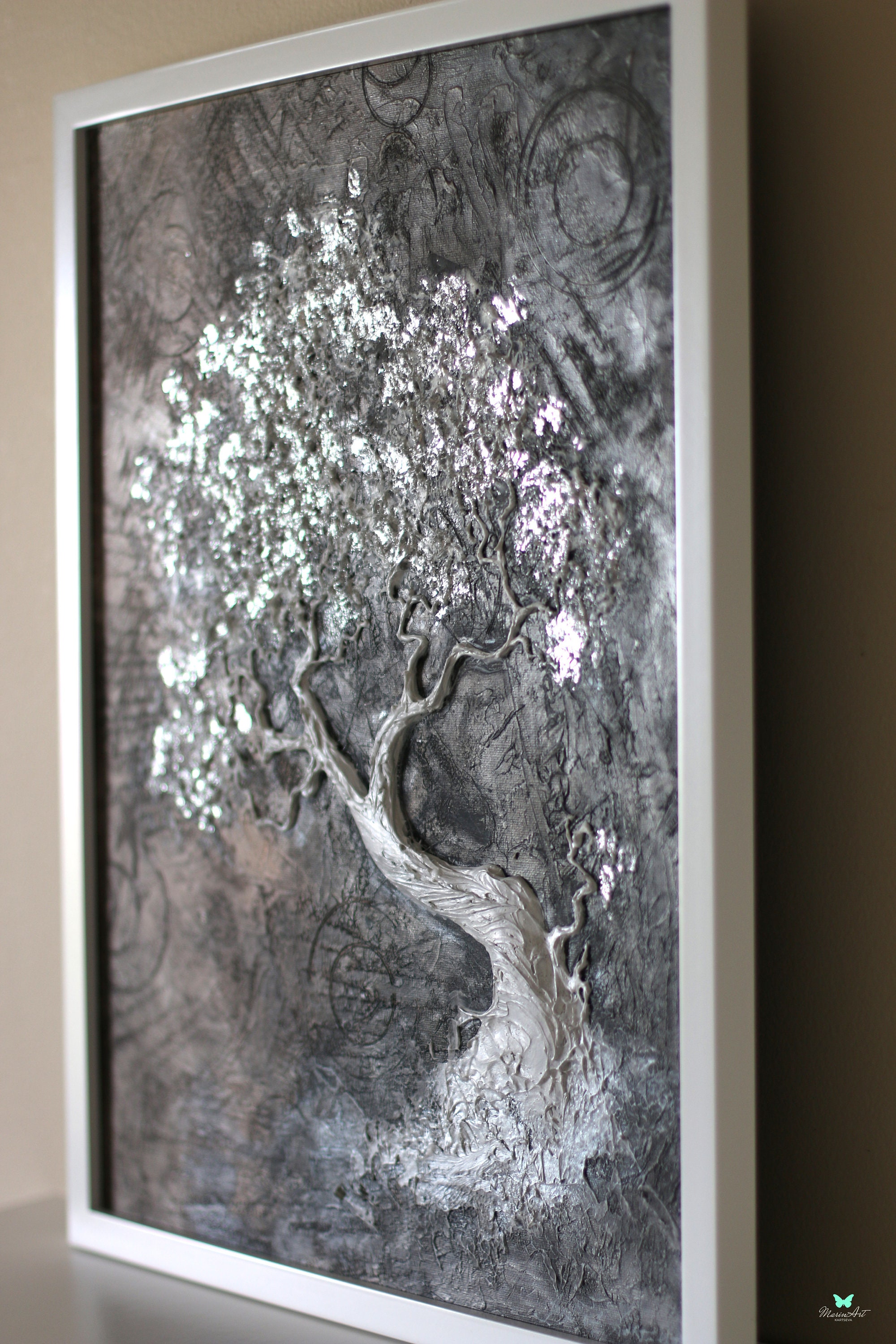 Texture Tree Art, Bonsai Tree Painting, Interior Artwork With Texture ...