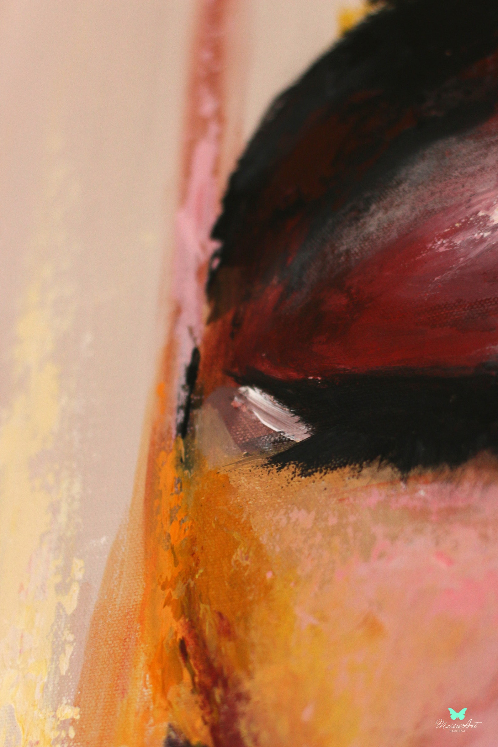 Abstract Face Art, Human Face Artwork, Colorful Portret Original ...