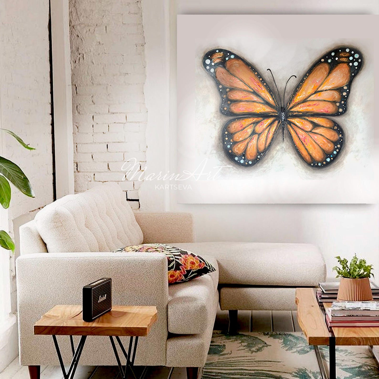 Original Butterfly Artwork, Butterfly Painting, Texture Acrylic Art ...