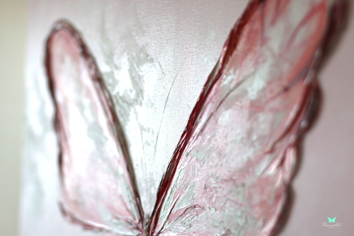 Texture Pink Butterfly Painting Custom Butterfly Art - Etsy
