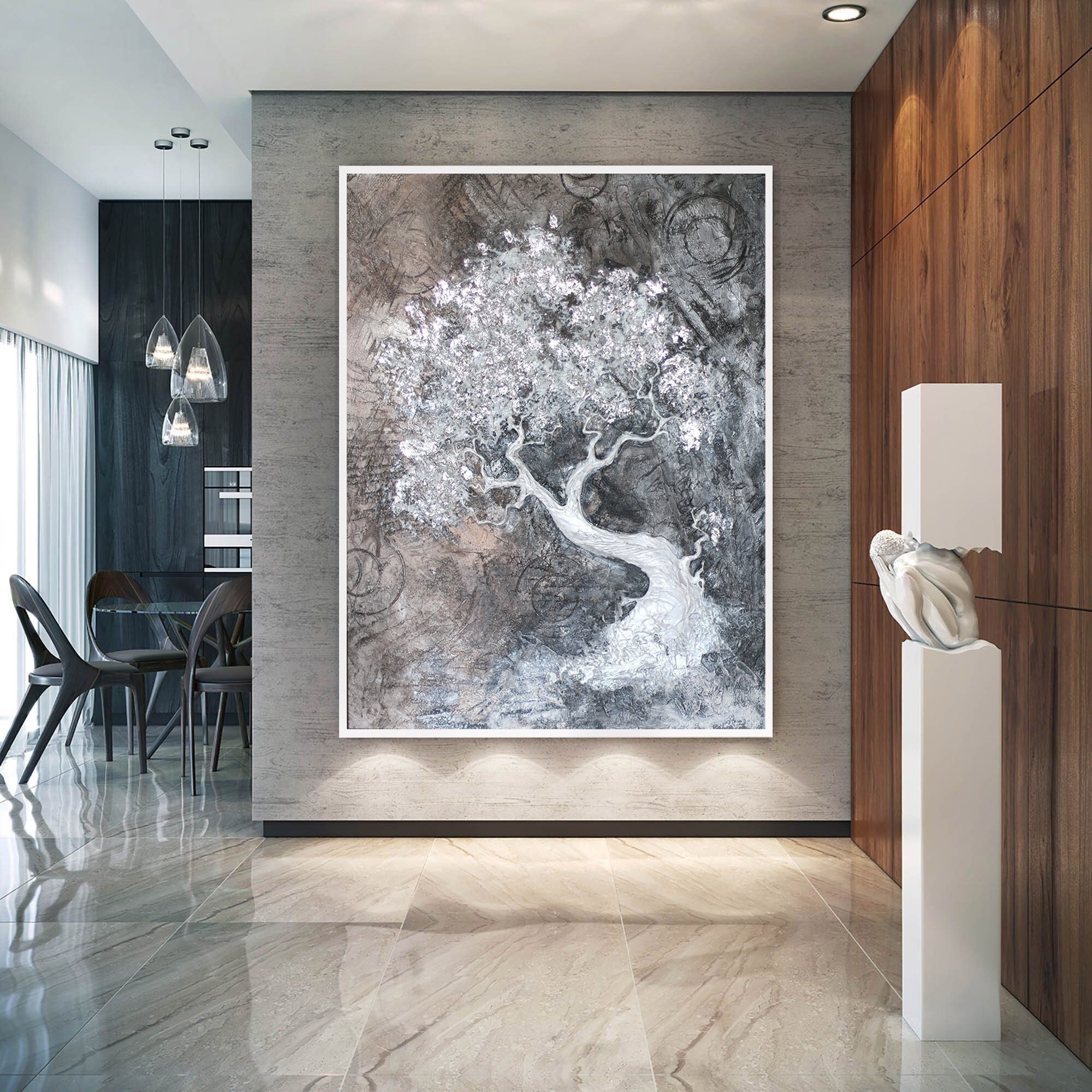 Texture Tree Art, Bonsai Tree Painting, Interior Artwork With Texture ...