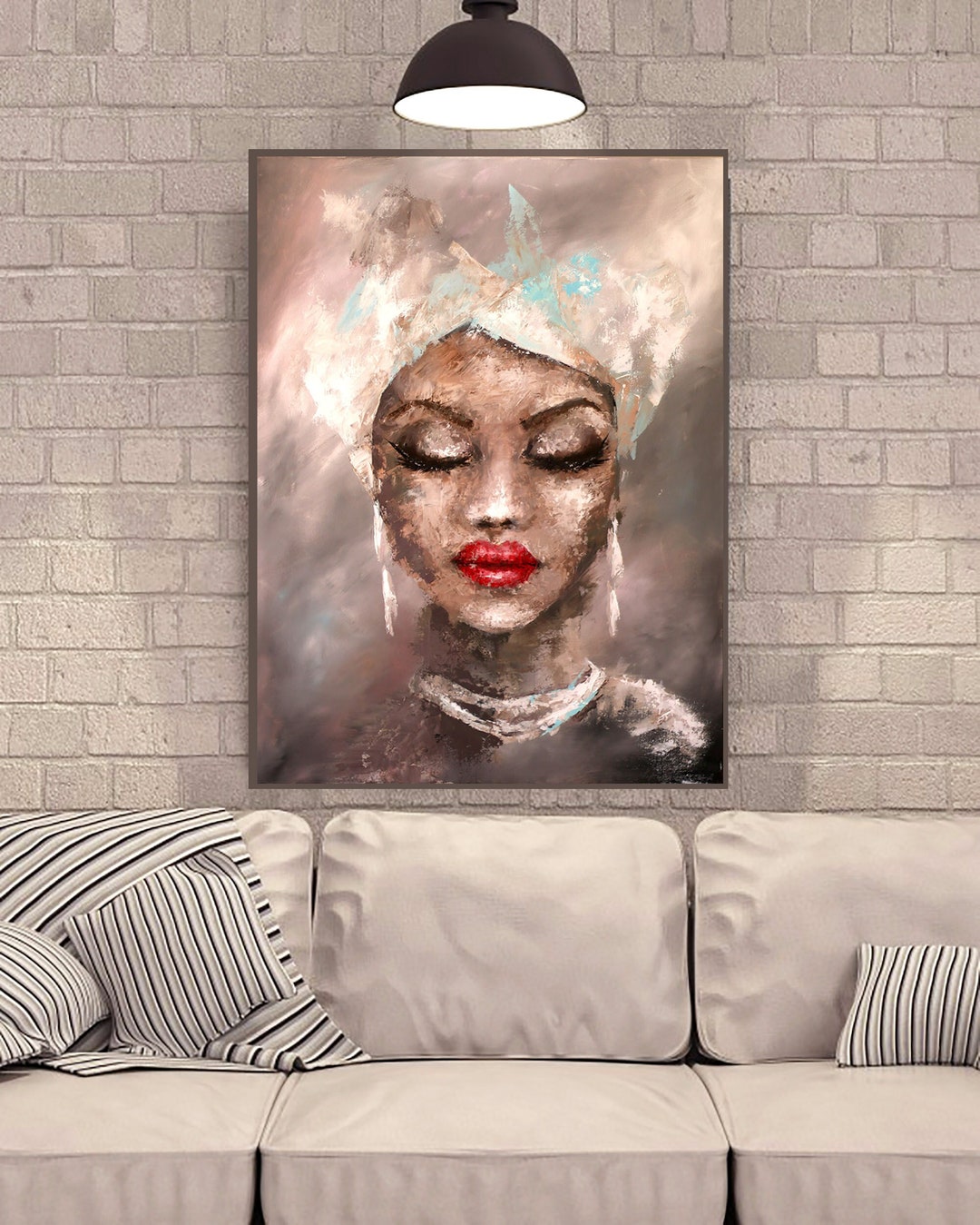 Original Face Art Modern Texture Artwork Acrylic Women's Face Painting ...