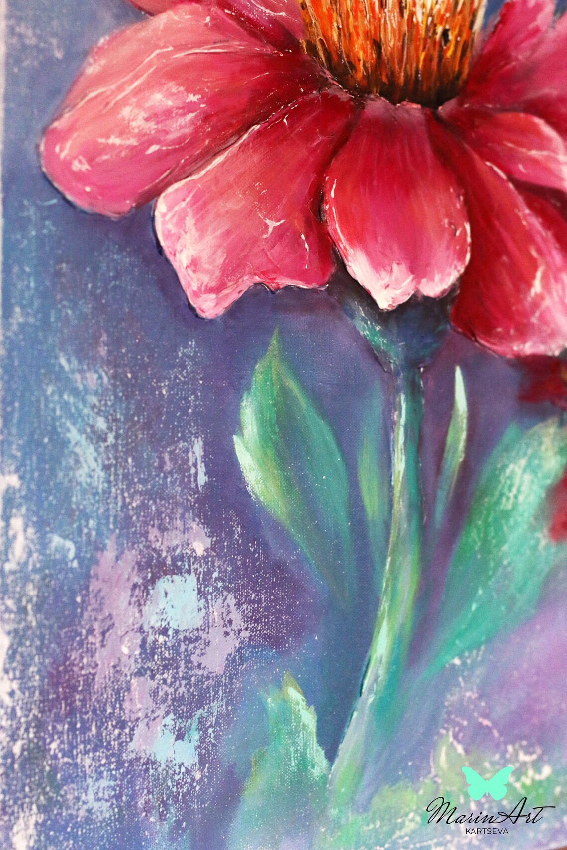 Texture Flowers Art Texture Butterfly Art Nursery Wall Art | Etsy