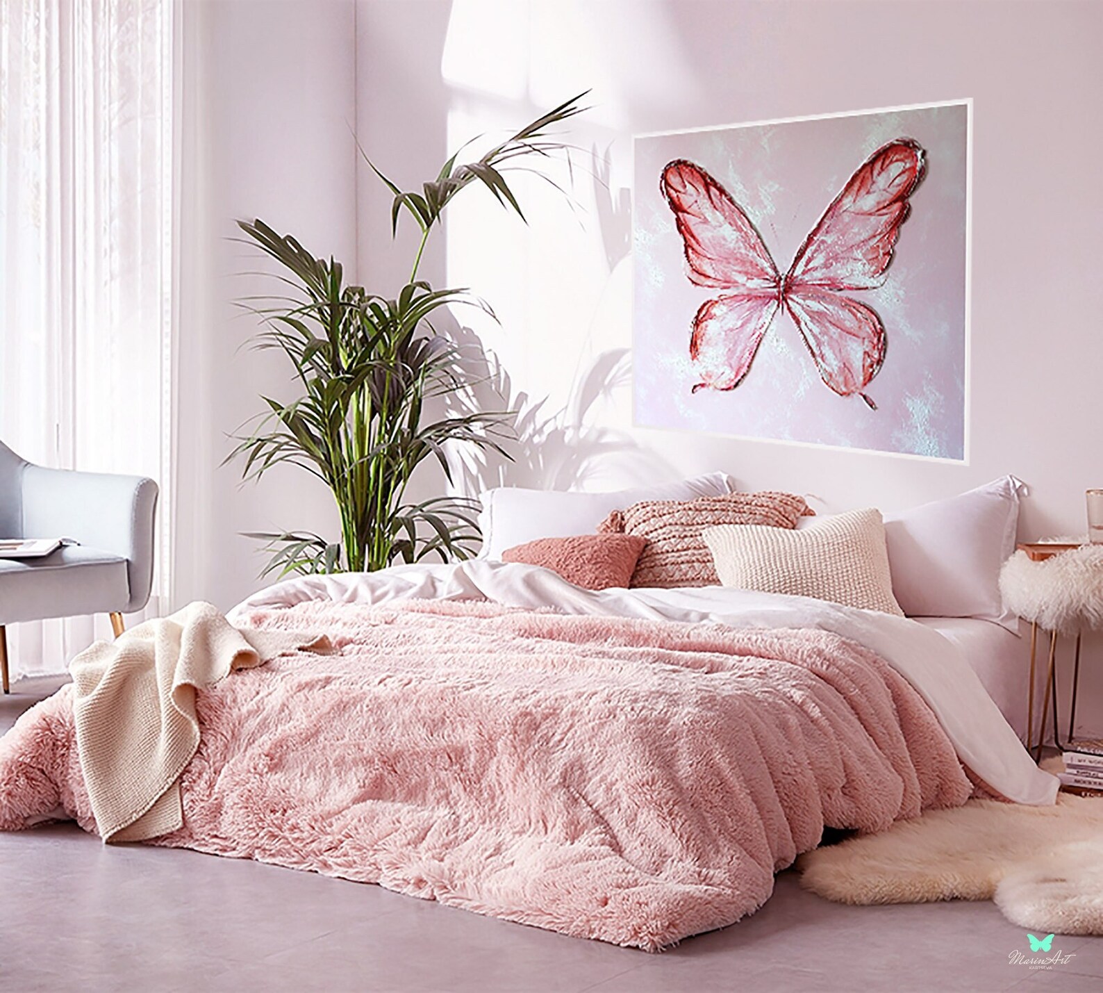 Texture Pink Butterfly Painting Custom Butterfly Art Baby - Etsy