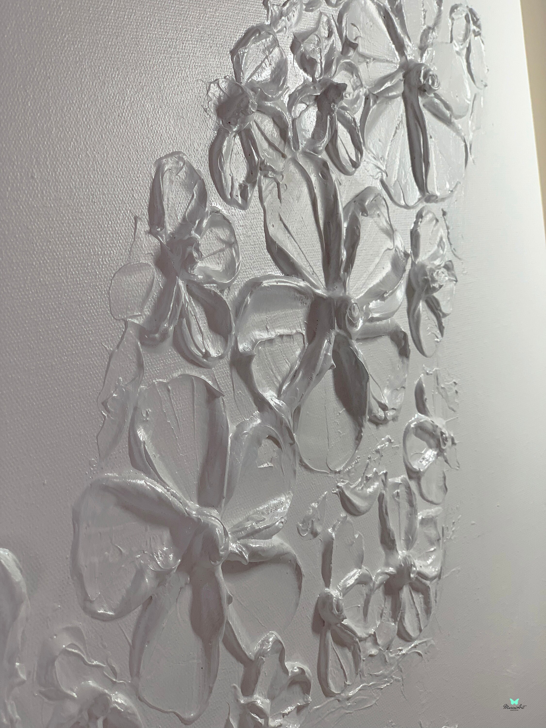 Butterfly Texture Painting, Texture Flowers on Canvas, Original ...