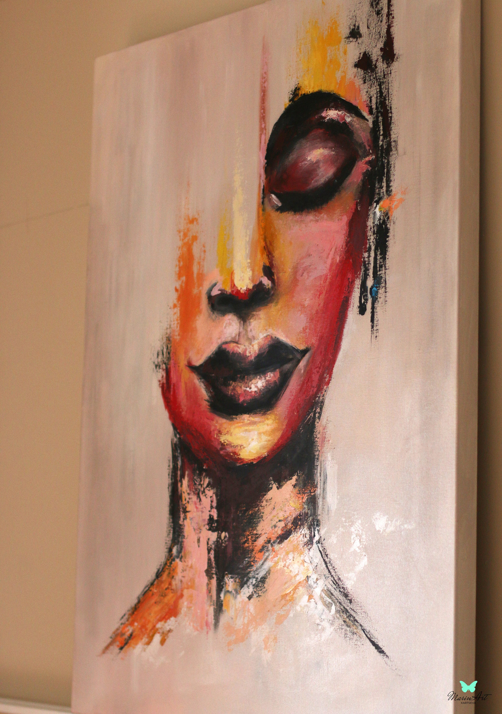 Abstract Face Art Human Face Artwork Colorful Portret Original Artwork ...