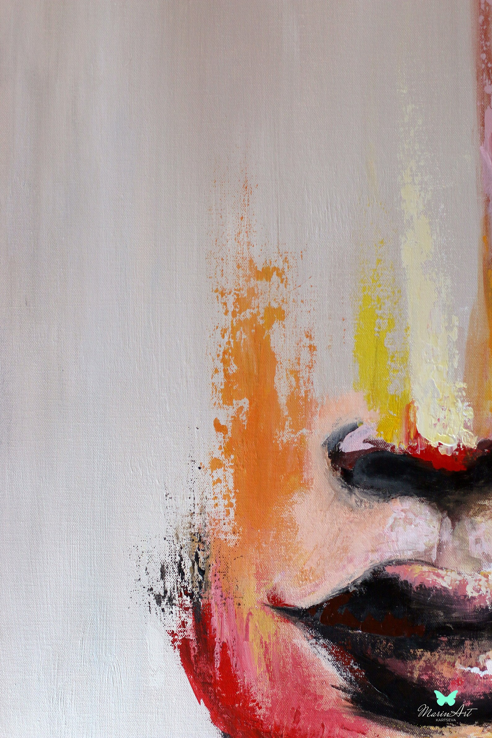 Abstract Face Art, Human Face Artwork, Colorful Portret Original ...