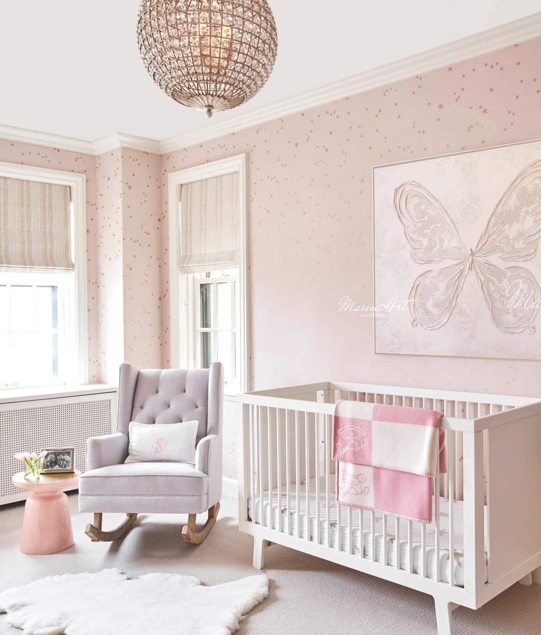 Texture Pink Butterfly Painting, Pink Butterfly Art, Original Butterfly ...