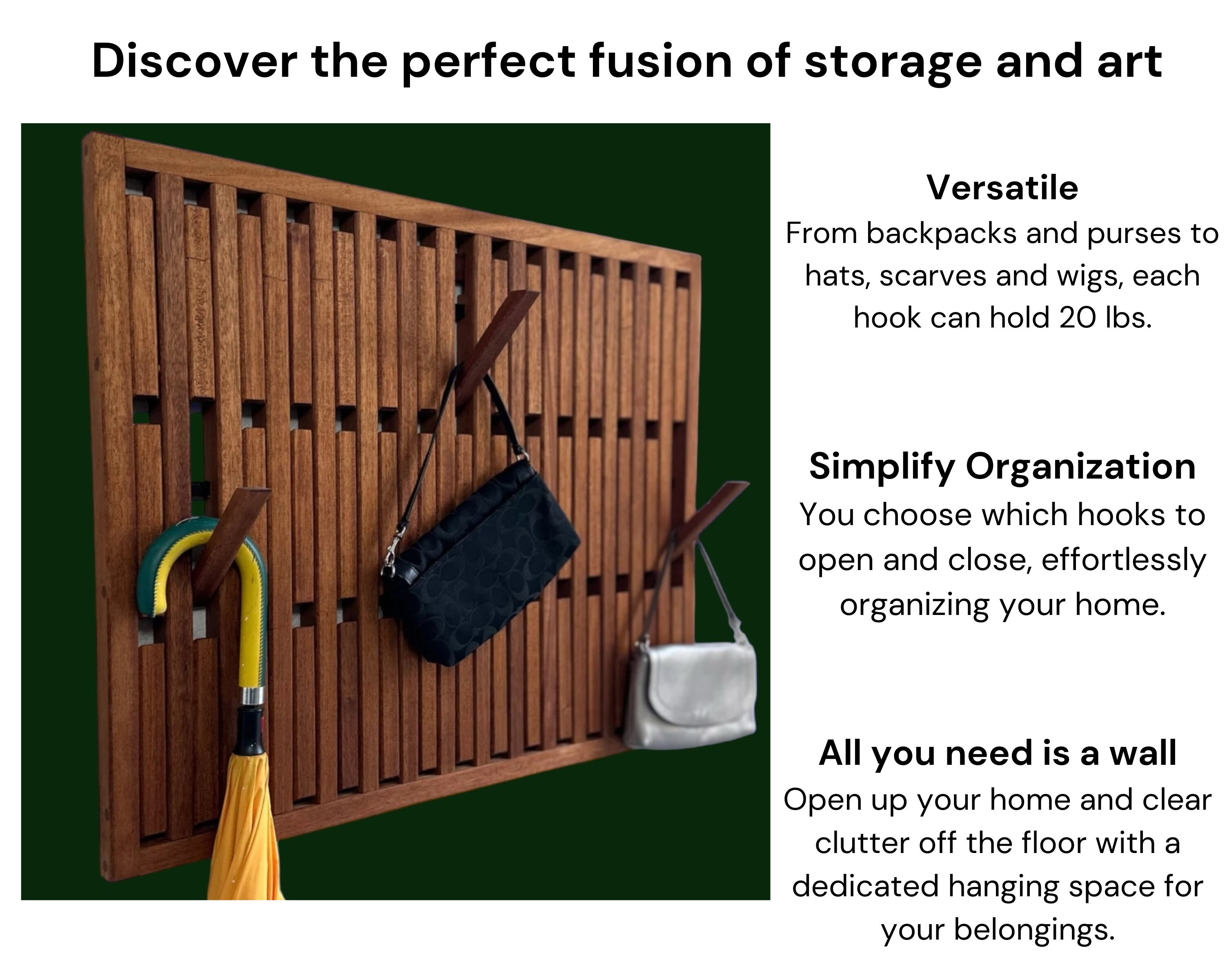 Modern Flip Down Hook Coat Rack: FSC Wood Wall Organizer - Etsy