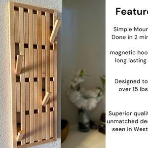Natural Wood Magnetic Coat Rack | Multi Functional Wall Organizer ...