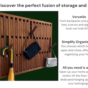 Natural Wood Magnetic Coat Rack | Multi Functional Wall Organizer ...