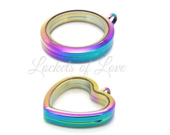 Large 30mm Rainbow Floating Locket-stainless Steel-crystal Twist Face ...