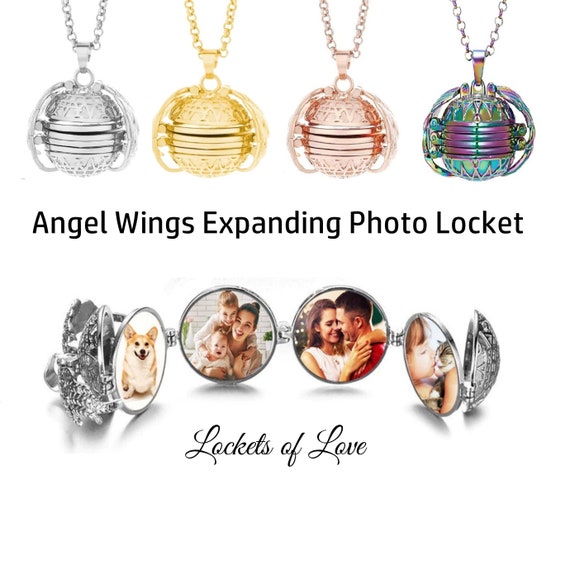 Angel Wings Expanding Photo Locket | Etsy