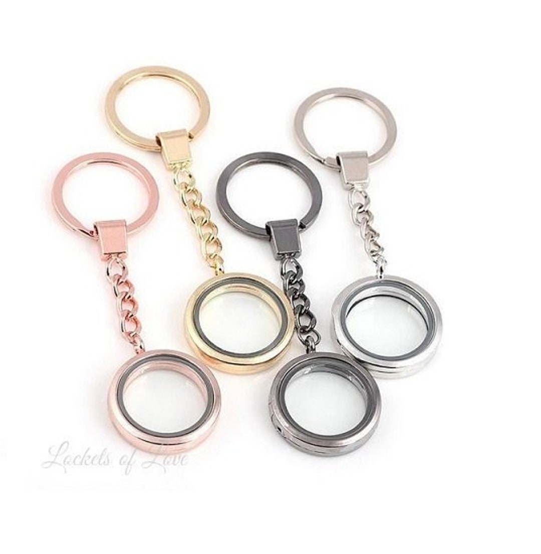 ROUND Zinc Alloy Floating Locket Key Ring - Etsy