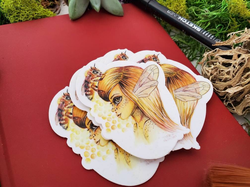Queen Bee Sticker Honey Bee Watercolor Stickers Cottagecore | Etsy