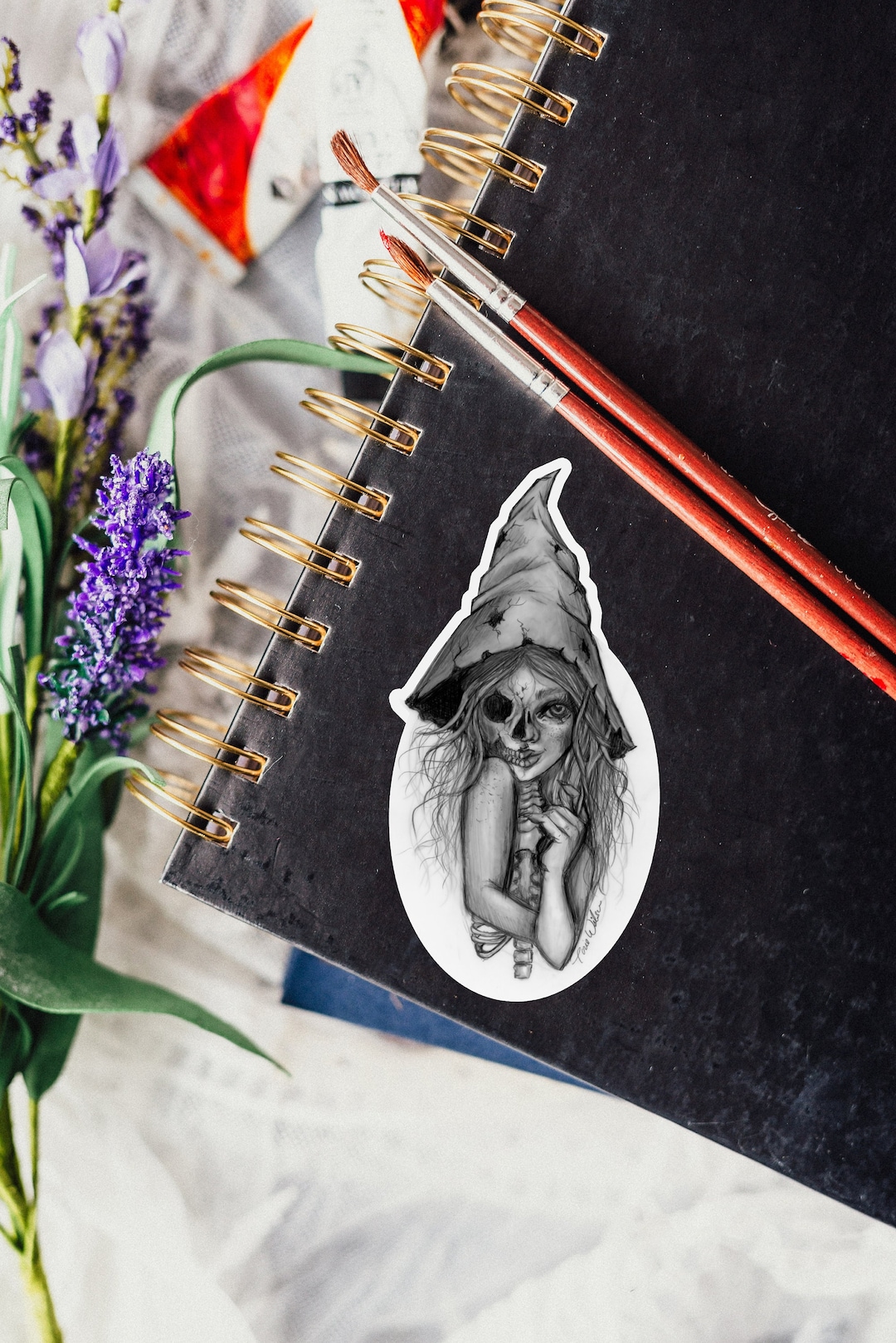 Skull Girl Sticker, Creepy Stickers, Dark Aesthetic, Kawaii Sticker ...