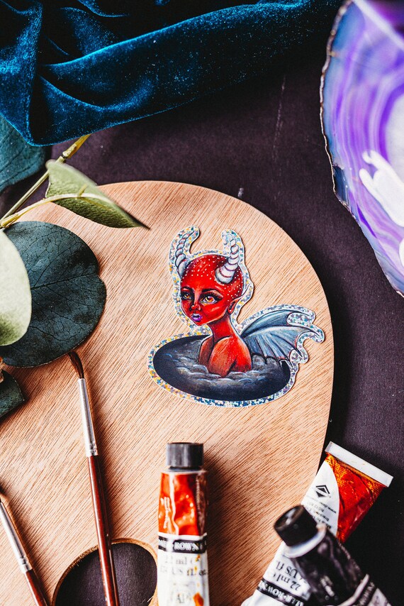 Halloween Red Devil Sticker Demon Girl Sticker Tattoo - Etsy