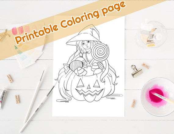 Halloween Coloring Page Pumpkin Coloring Page Party Favors - Etsy
