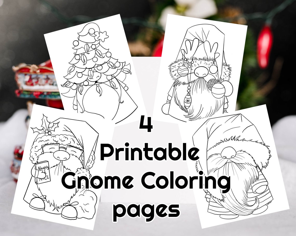 Christmas Coloring Book Printable Gnome Coloring Book Page - Etsy