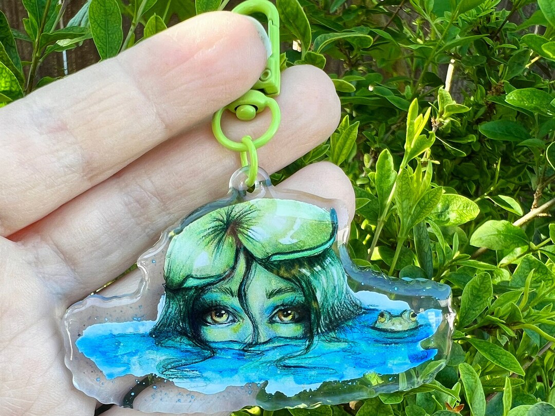 Frog Girl Keychain, Acrylic 3in Keychains, Frog Lover Gifts, Kawaii Bag ...
