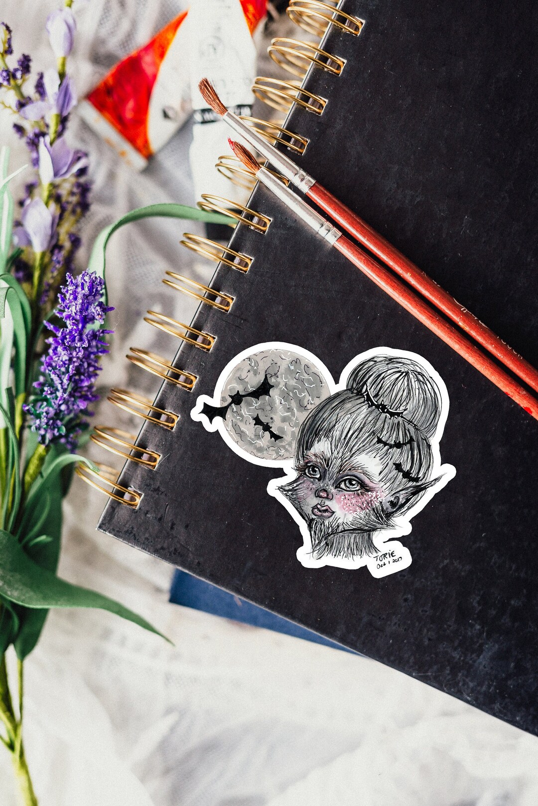 Wolf Girl Sticker, Werewolf Spooky Sticker, Cute Sticker, Bat ...