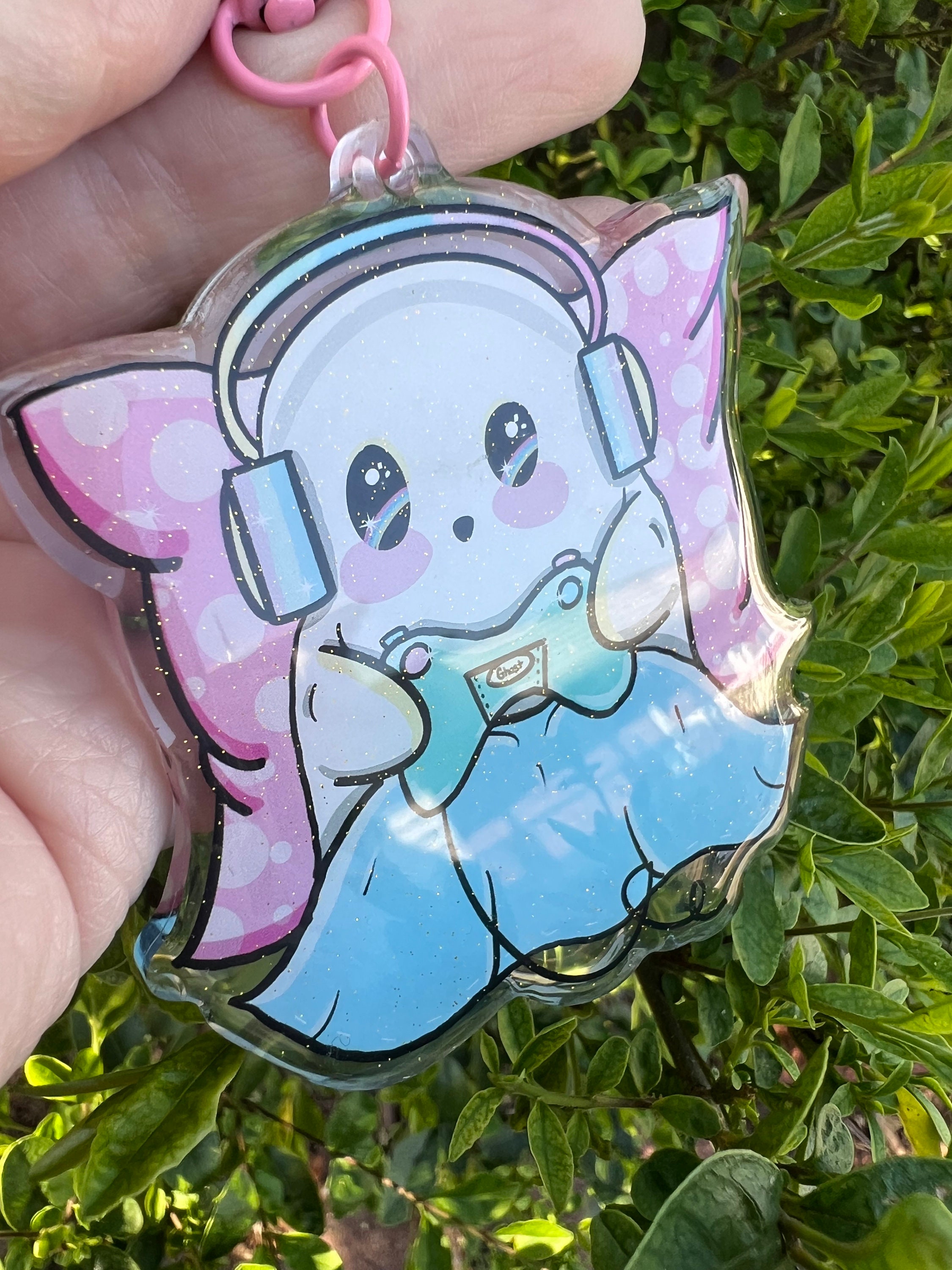 Kawaii Acrylic Keychain, Kawaii Gamer Ghost Keychain, Acrylic 3in ...