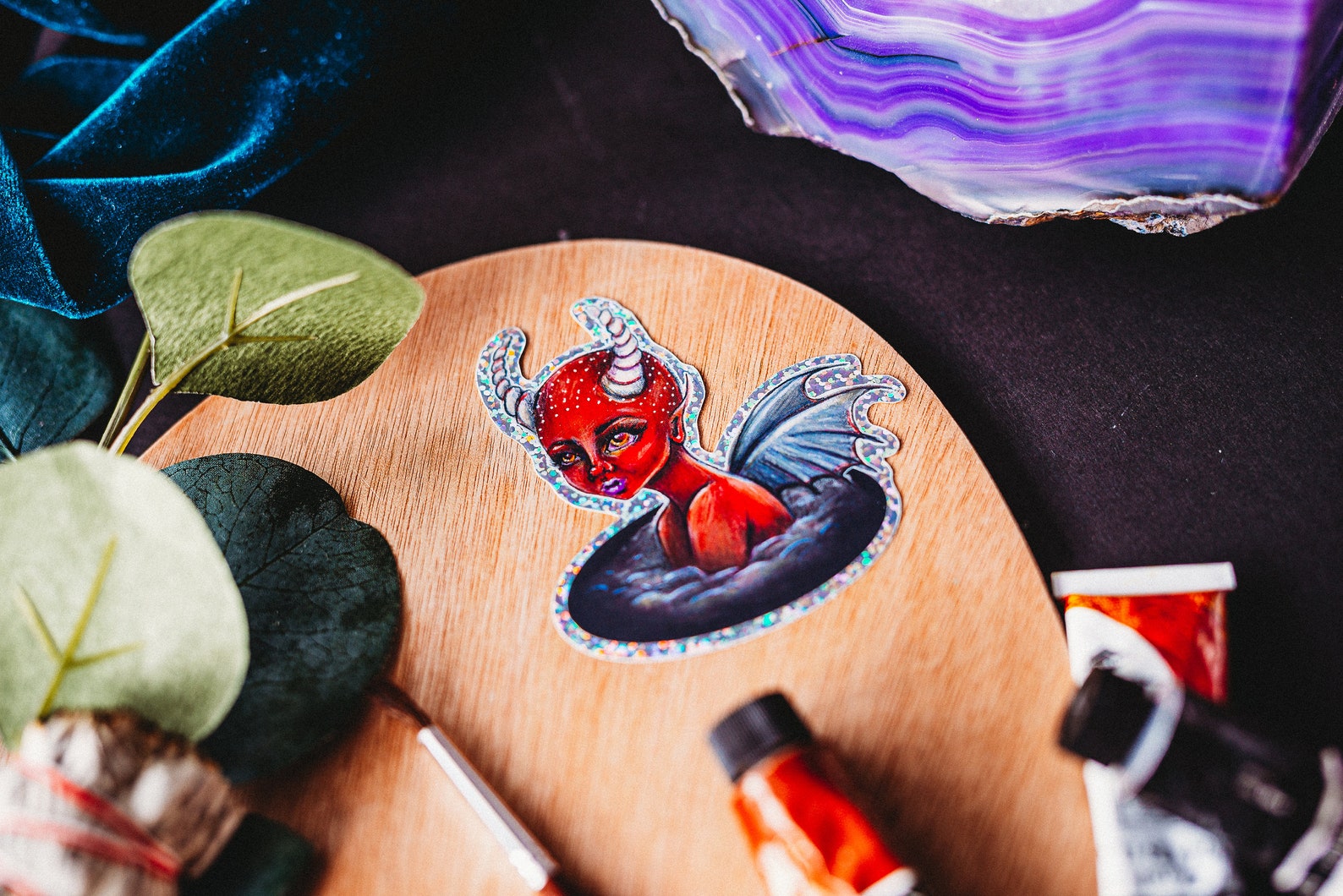 Halloween Red Devil Sticker Demon Girl Sticker Tattoo - Etsy UK