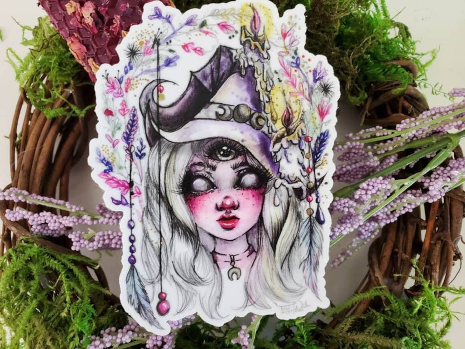 Witchy Watercolor Painting Witch Illustration Fine Art - Etsy Hong Kong