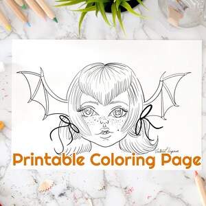 Halloween Bat Coloring Page, Bat Coloring Page, Monster Party Favors ...