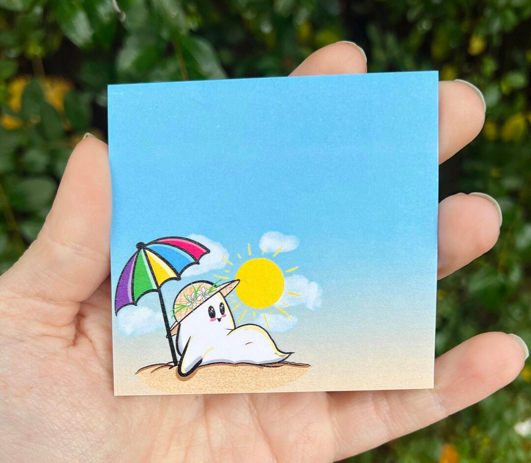 Ghost Sticky Note, Beachy Gifts, Post It Note, Blue Stationary, Kawaii ...