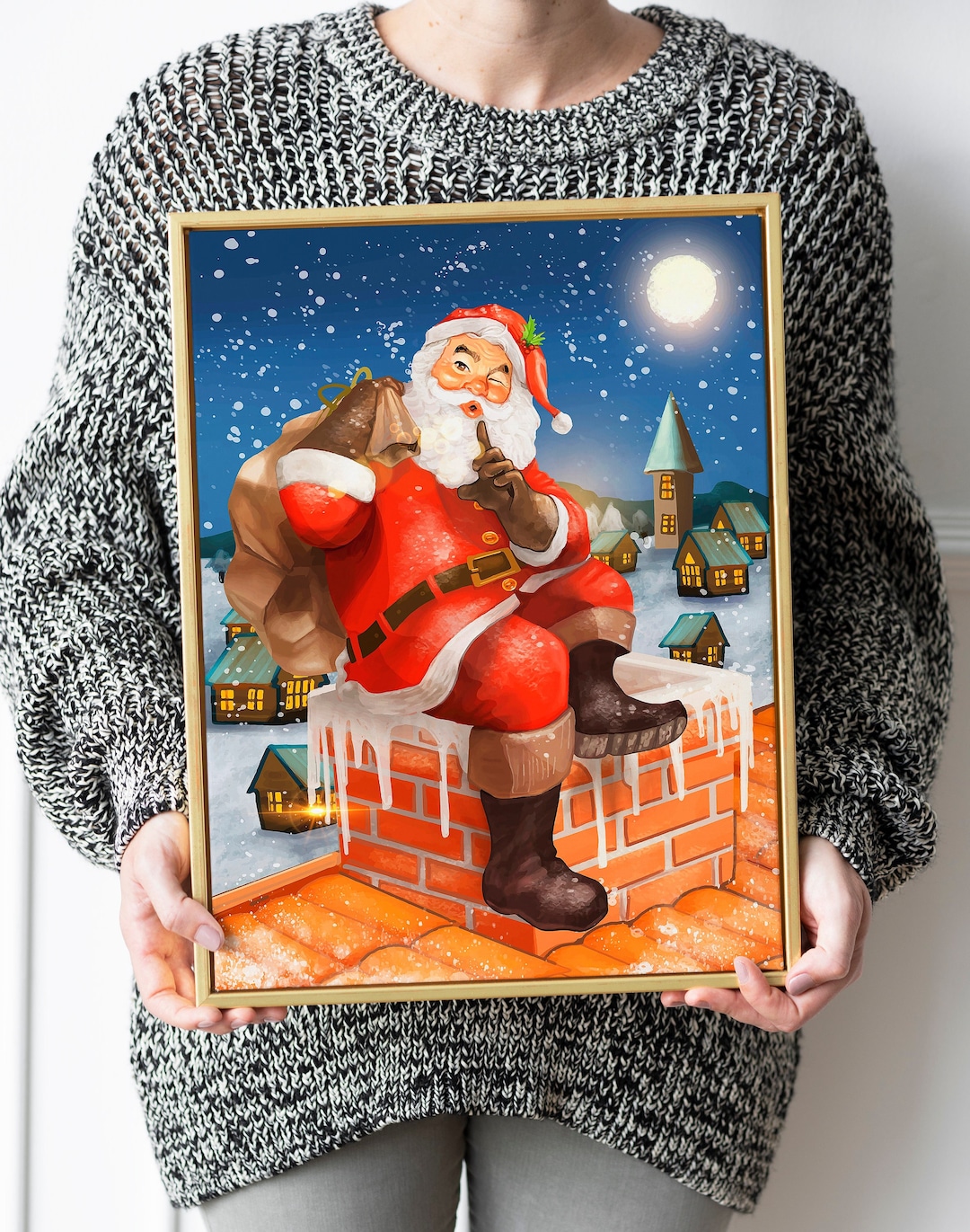 Christmas Decor, Santa Claus Art Canvas Print, Santa Portrait Canvas ...