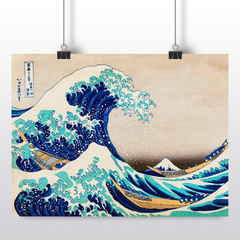 Katsushika Hokusai's the Great Wave off Kanagawa Art Reproductin Canvas ...