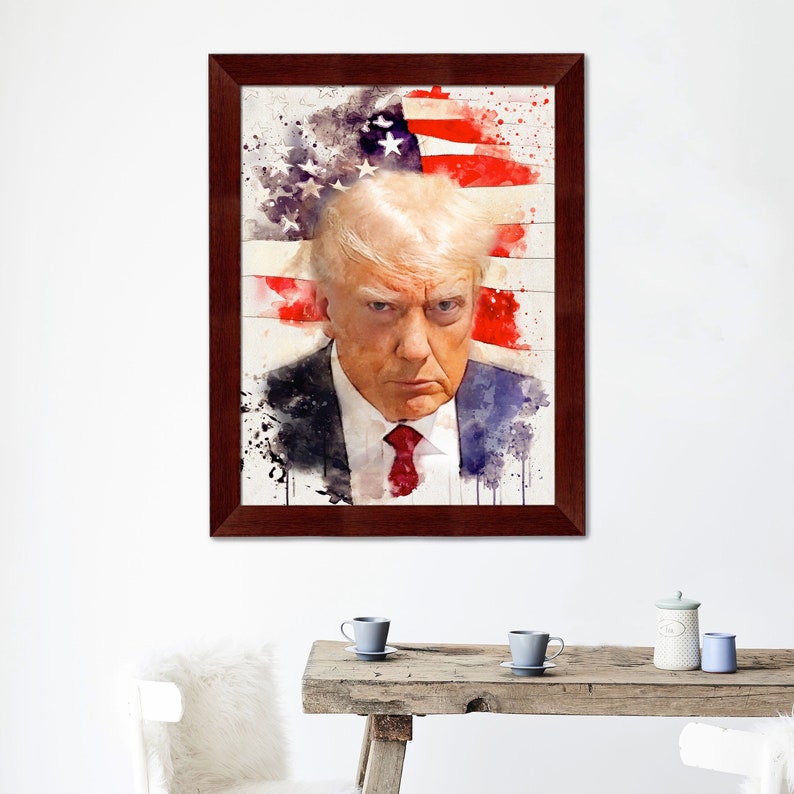 Donald Trump Custom Canvas Print Portrait, Donald Trump Mugshot Art ...
