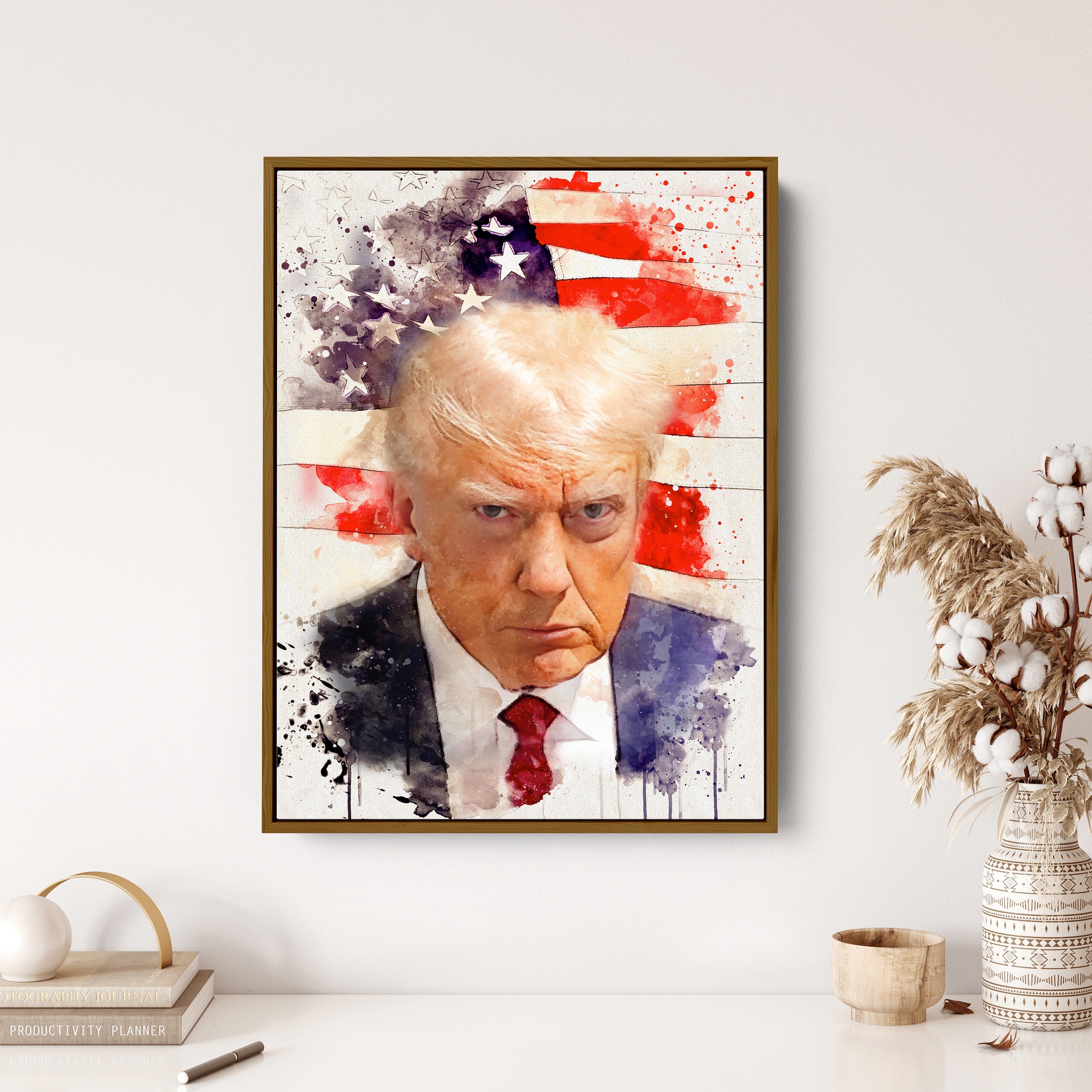 Donald Trump Custom Canvas Print Portrait, Donald Trump Mugshot Art ...