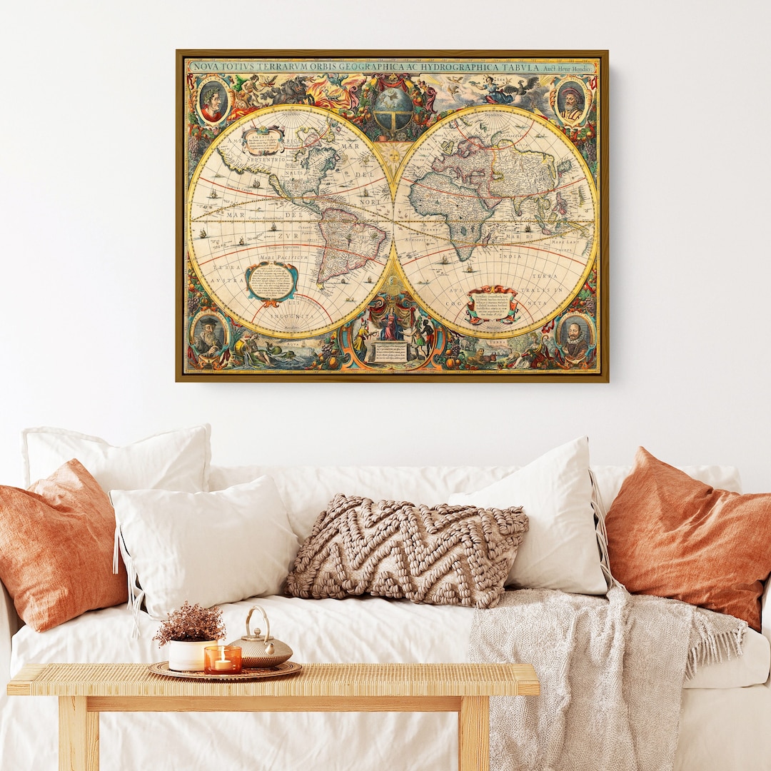 Old World Map, Vintage World Map Canvas, Old World Map Print, New Map ...