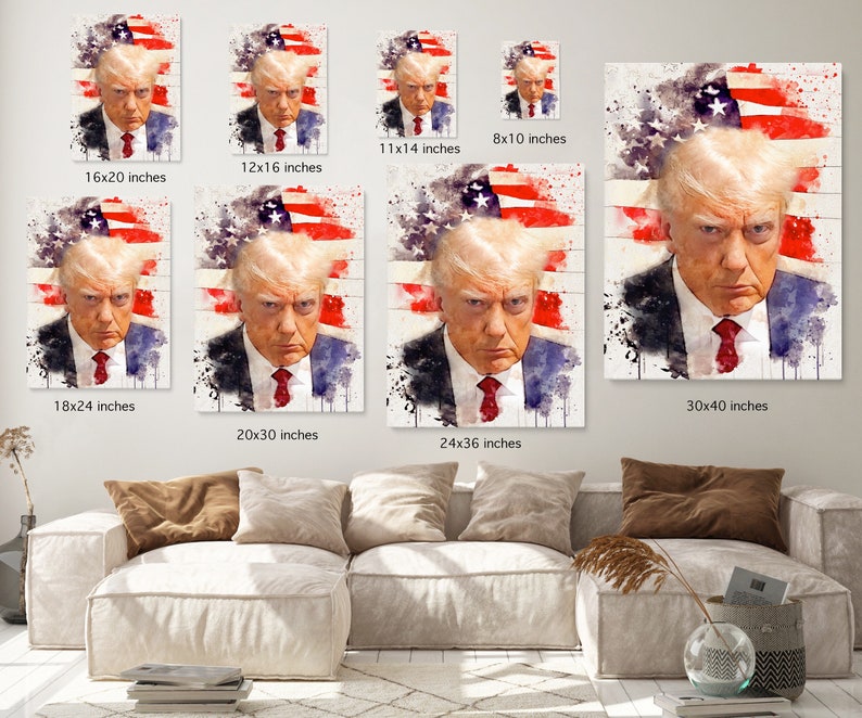 Donald Trump Custom Canvas Print Portrait, Donald Trump Mugshot Art ...