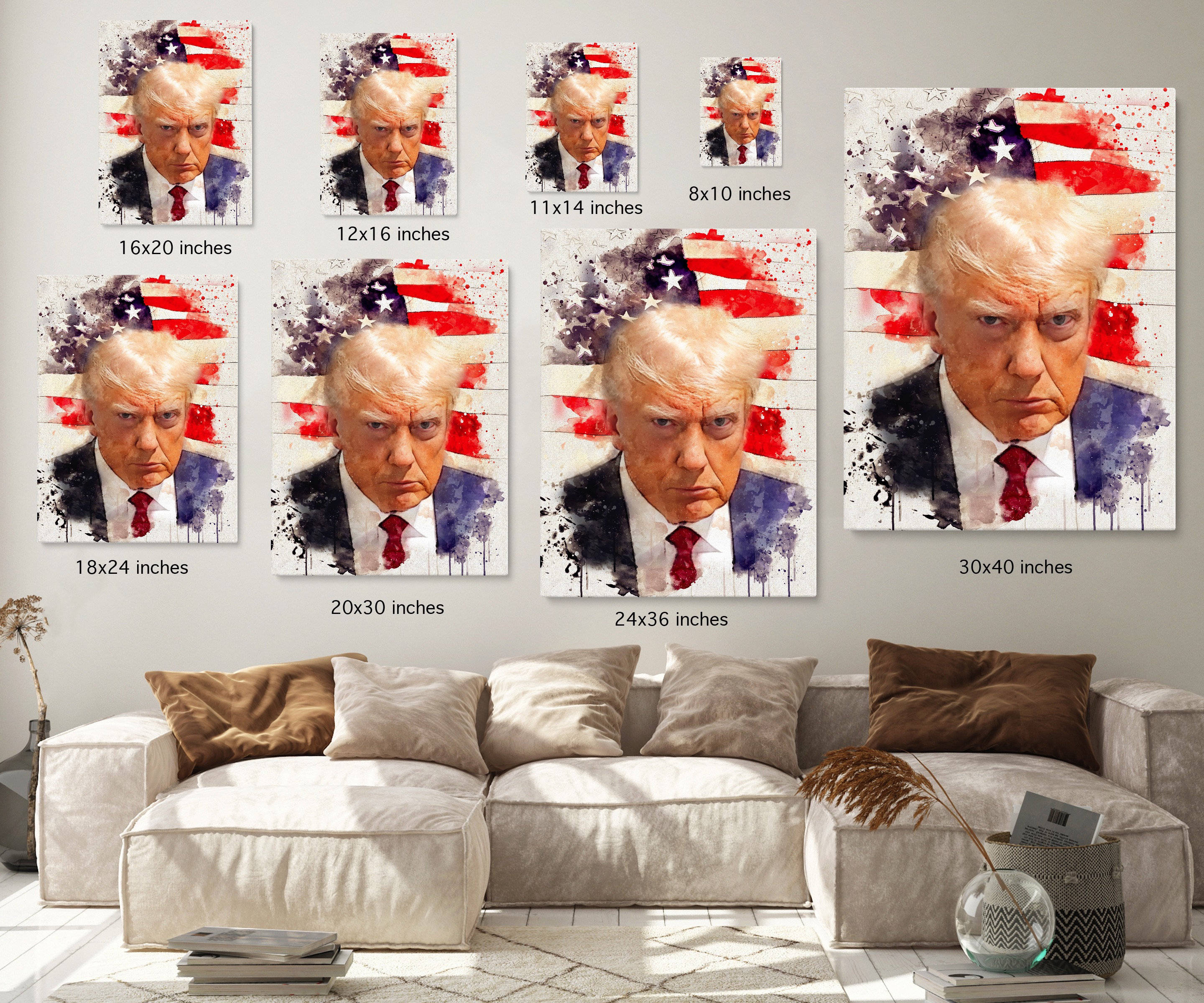 Donald Trump Custom Canvas Print Portrait, Donald Trump Art, USA ...