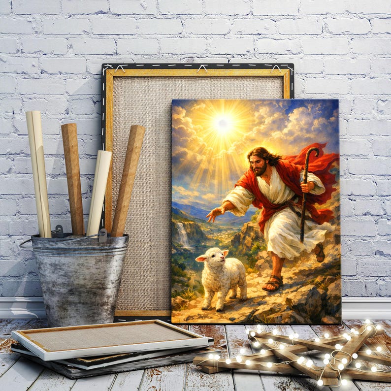 The Good Shepherd and the Found Lamb Wall Art Print - Christian Home ...