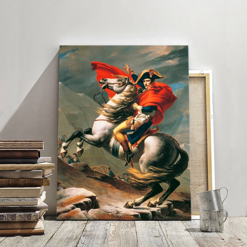 Napoleon Crossing the Alps Canvas Art Print, Jacques-louis David ...