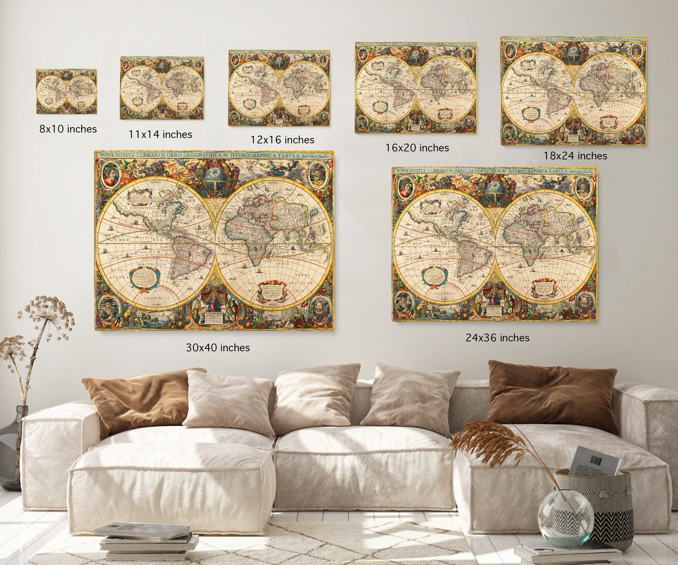 Old World Map, Vintage World Map Canvas, Old World Map Print, New Map ...