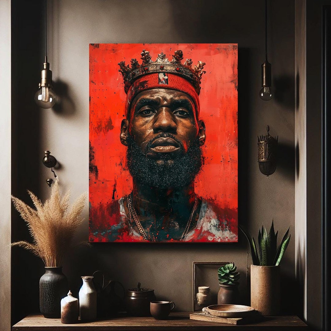 Lebron James Wall Art Canvas Print, Basketball Player Art, Men Cave ...